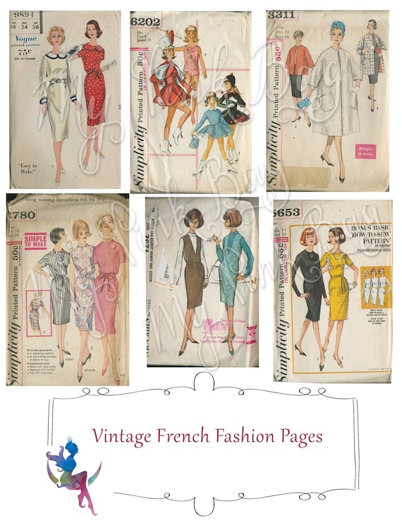 VINTAGE FASHION Envelopes Fashion Illustration Pattern | Etsy