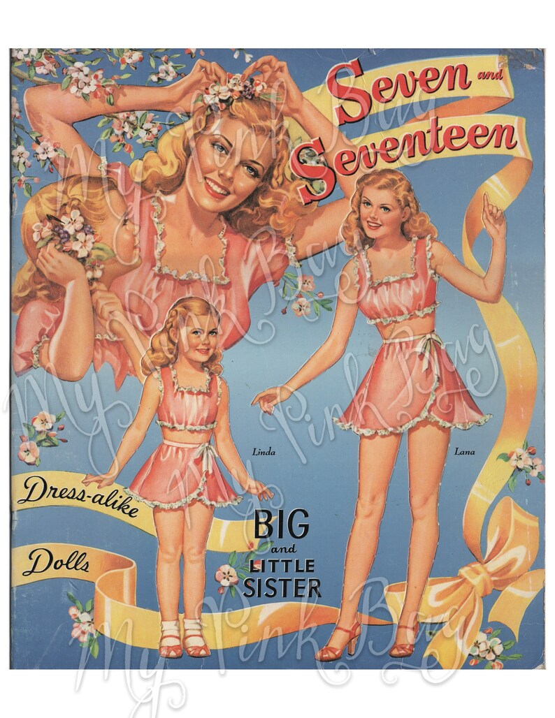 VINTAGE PAPER DOLLS Clipart, Dress Alike Sisters Ephemera, Journaling ...