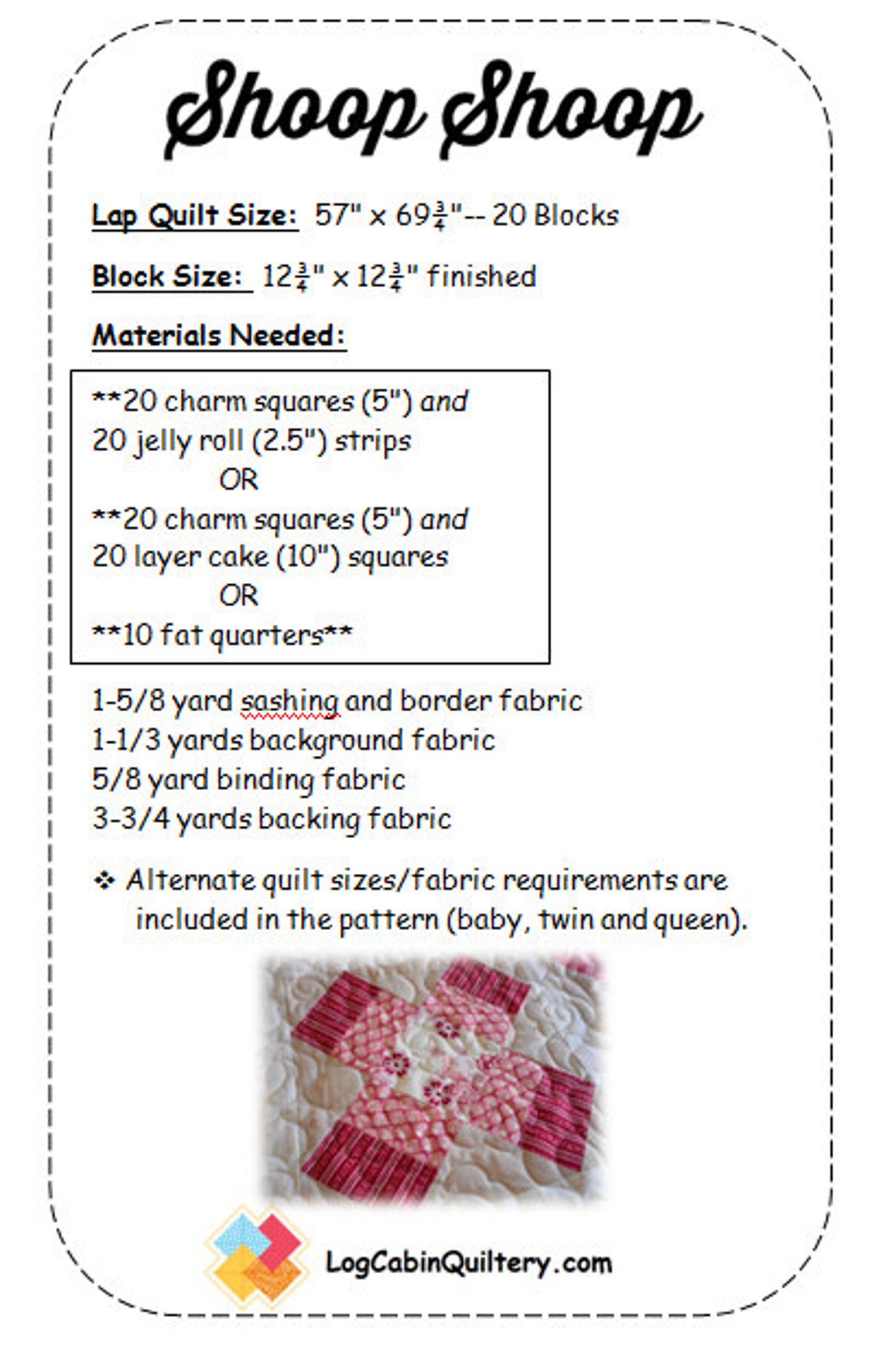 Shoop Shoopa Precut Friendly Quilt Pattern - Etsy