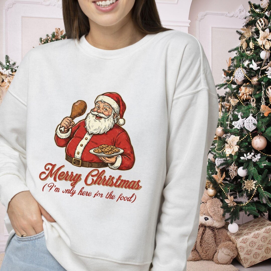 Funny Santa Foodie PNG : Retro Santa Claus Christmas Sublimation Design ...