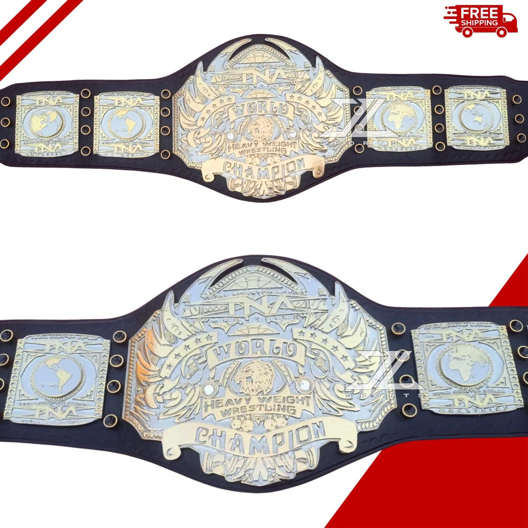 TNA World Heavyweight Championship Belt – Adult Size Brass Dual Layer ...