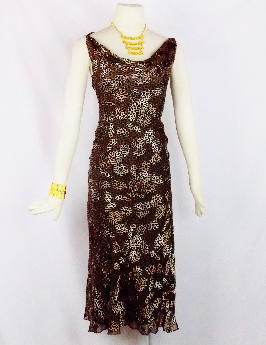 ROCOCO LEOPARD SHEATH Dress Bias Cut Draped Neckline Fashionweek Trends ...