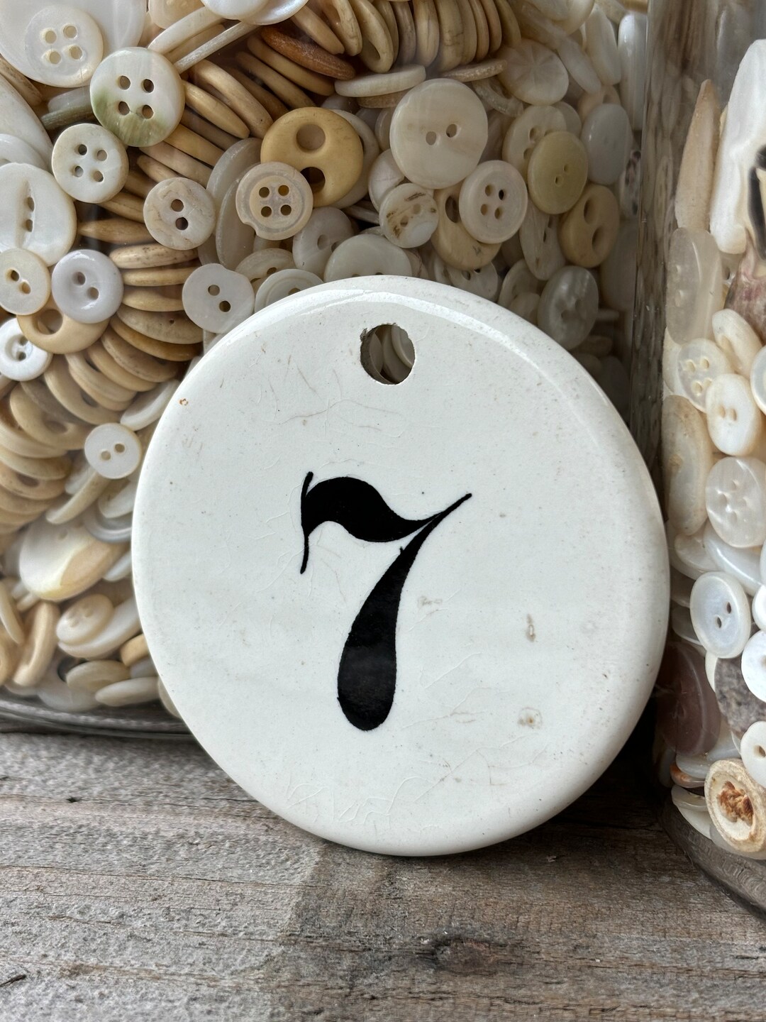 Antique Ironstone Wine Bin Label Number 7 - Etsy