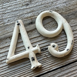 Vintage Painted Metal House Numbers White 46 49 64 94 - Etsy