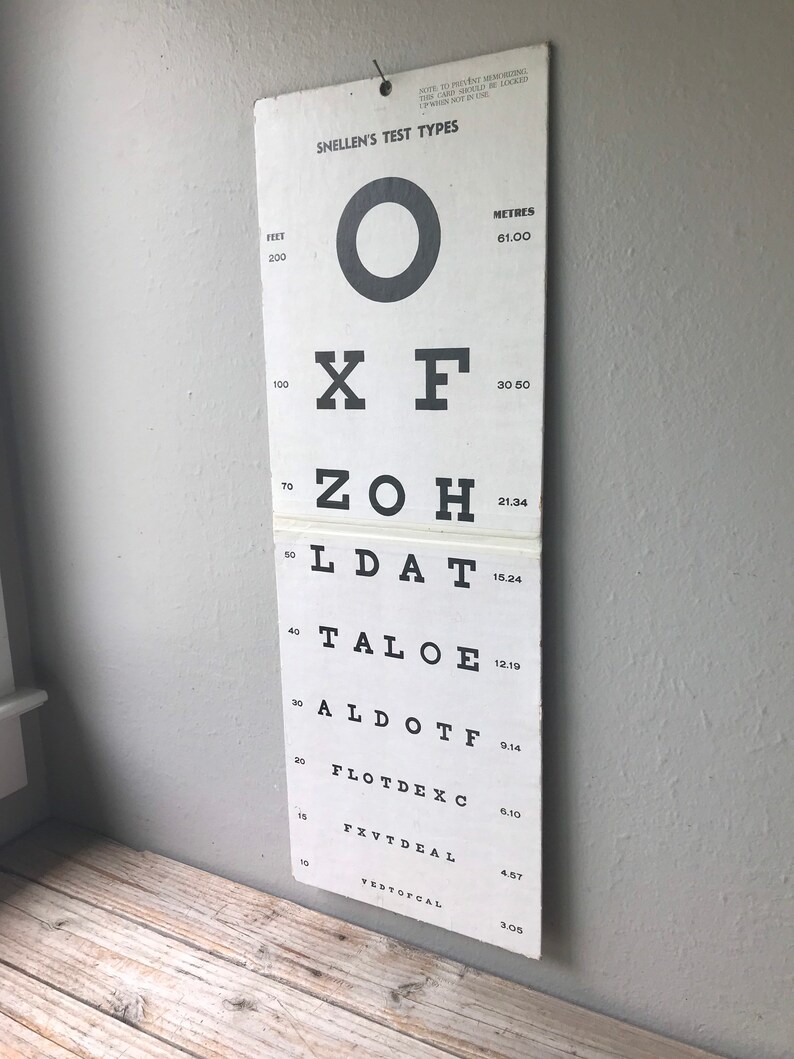 Vintage Double Sided Eye Chart - Etsy