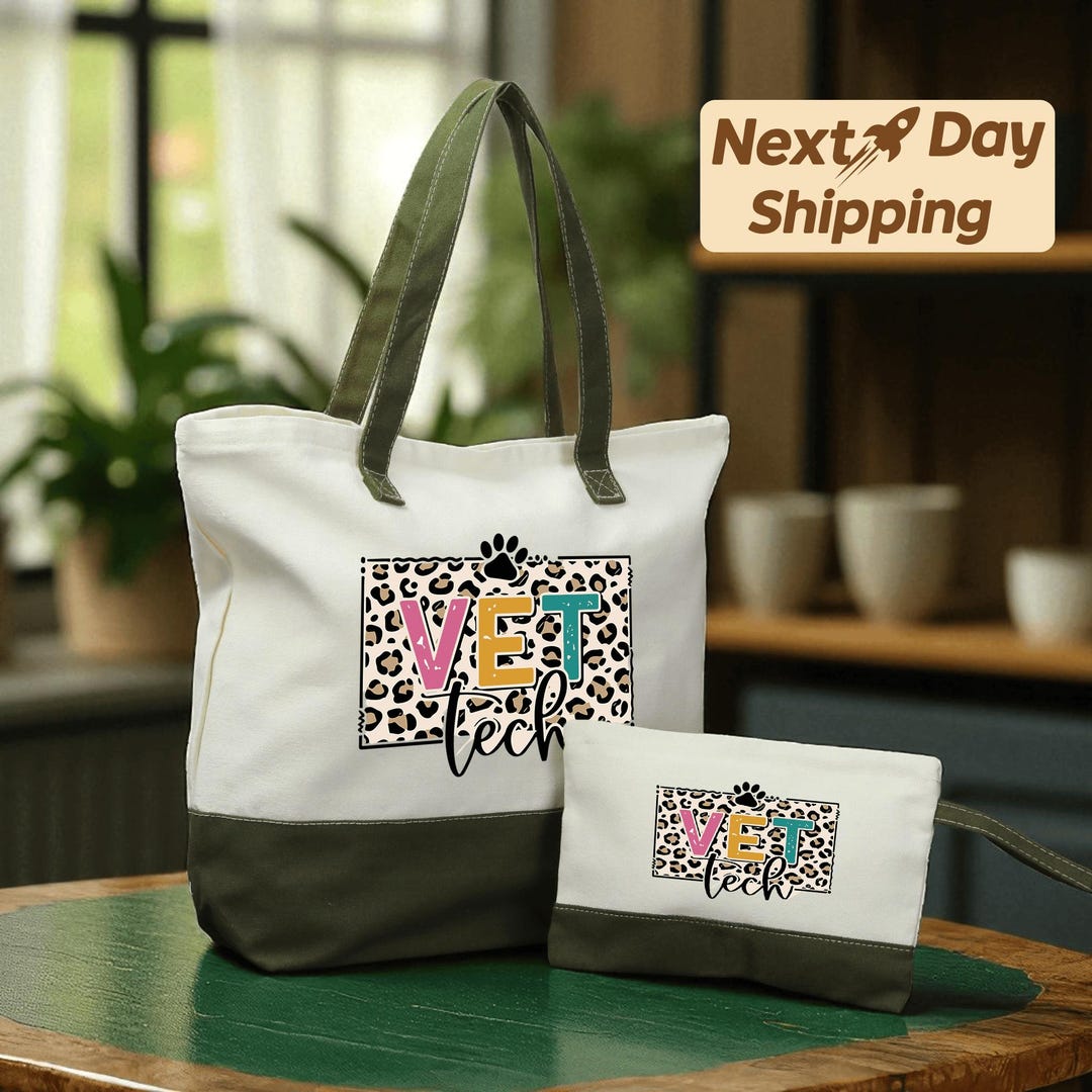 Vet Tech Tote Bag, Leopard Vet Tech Gift, Veterinary Technician Bag ...