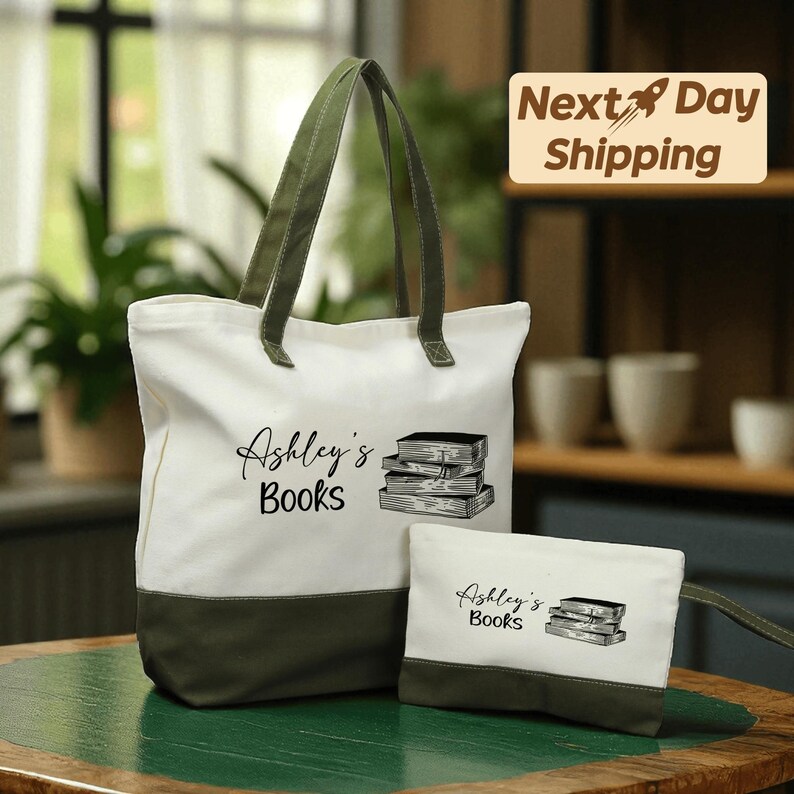 Personalized Book Tote Bag, Custom Name Canvas Tote With Book , Book ...