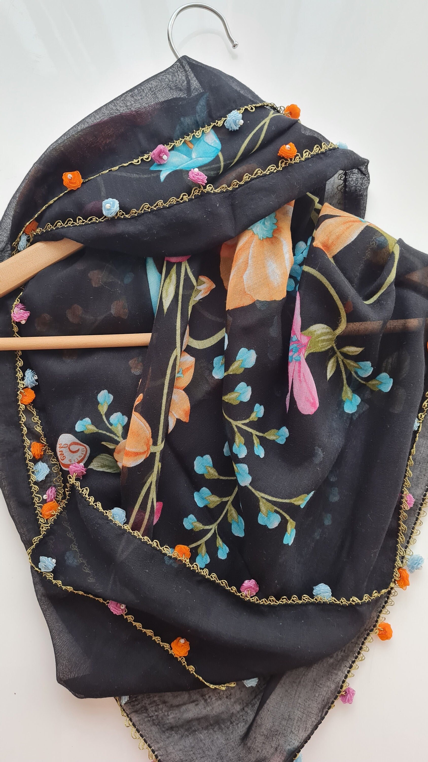 Turkish Oya, Handmade Scarf, Flowers,traditional,lacework, Scarf ...