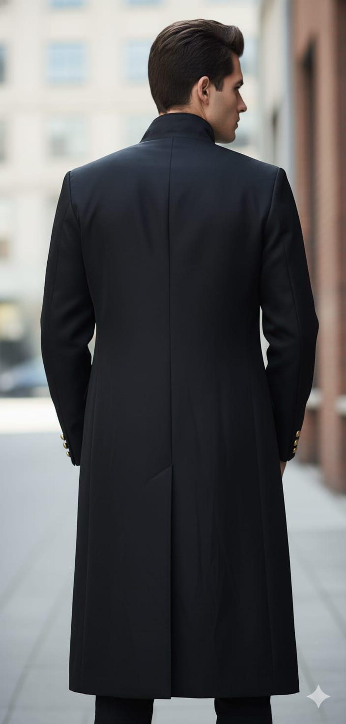 Men's Gakuran Style Long Black Trench Coat | Military Outerwear | High ...