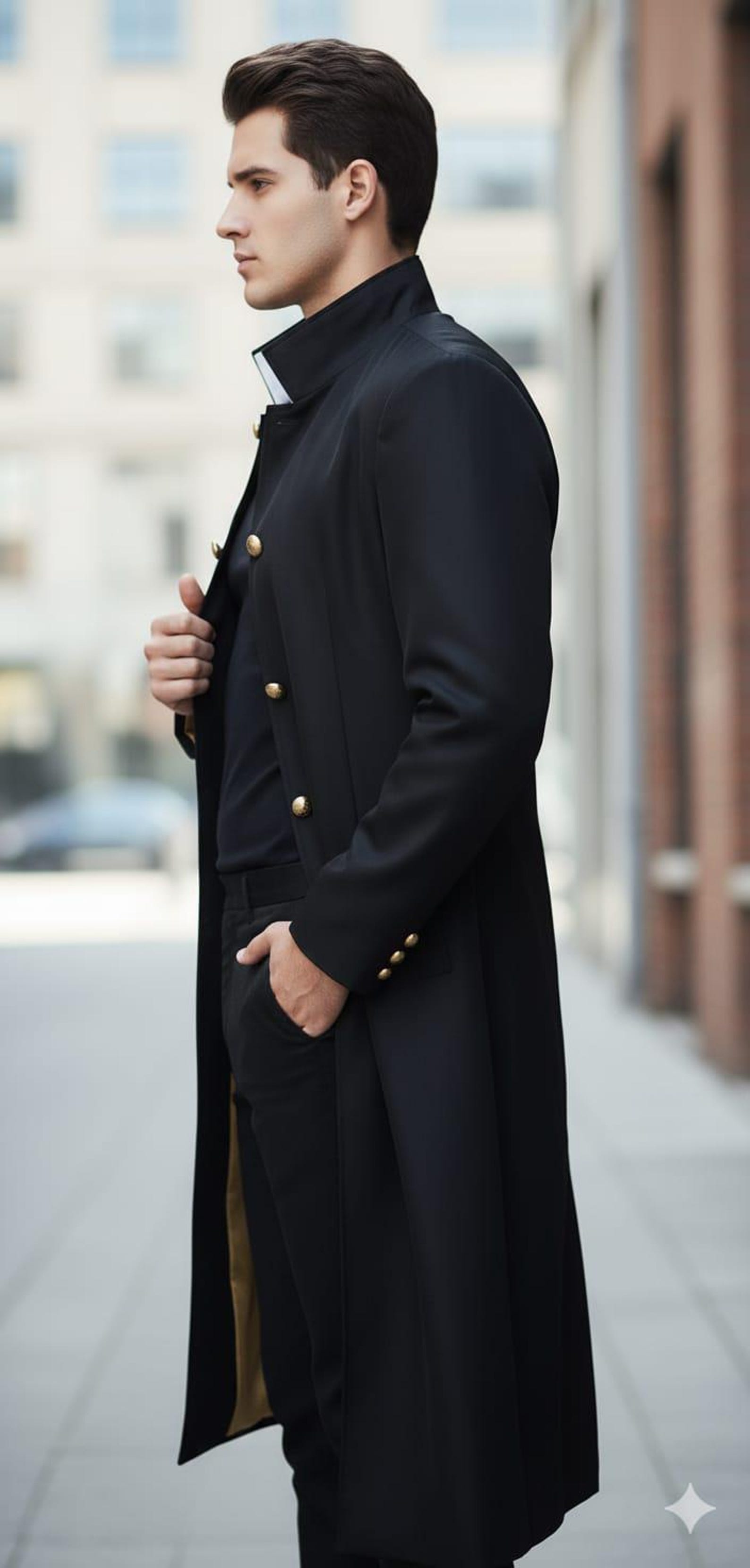 Men's Gakuran Style Long Black Trench Coat | Military Outerwear | High ...