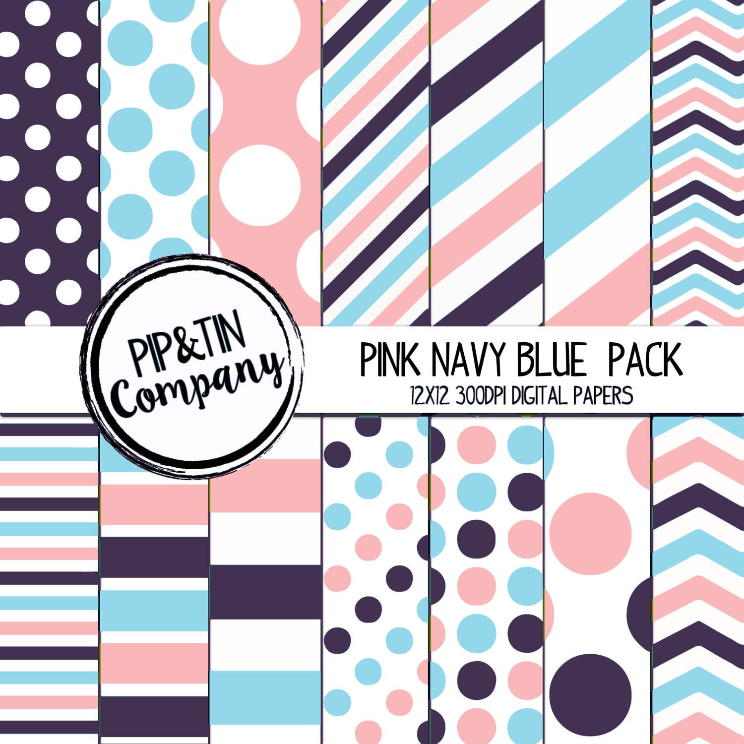 Rosa azul marino y azul papel Digital papel Scrapbook rosa - Etsy España