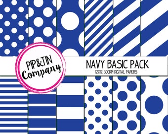 INSTANT DOWNLOAD Digital Paper Pack Navy Blue White Dots - Etsy