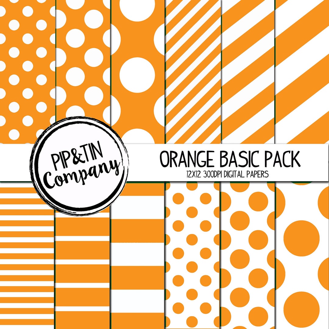 Orange Digital Paper Pack, Orange and White Scrapbook Paper, Instant ...
