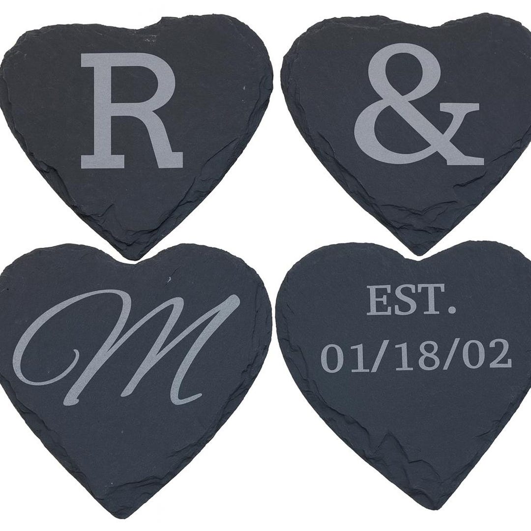 4 Slate Coasters | Engraved Stone Coasters | Custom Drink Coaster ...