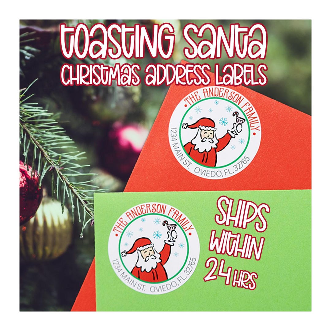 Christmas Card Address Labels Personalized • 12 Round Customized ...