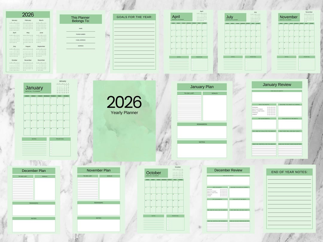 2026 Planner Page Bundle, Productivity Planner Template Editable in ...