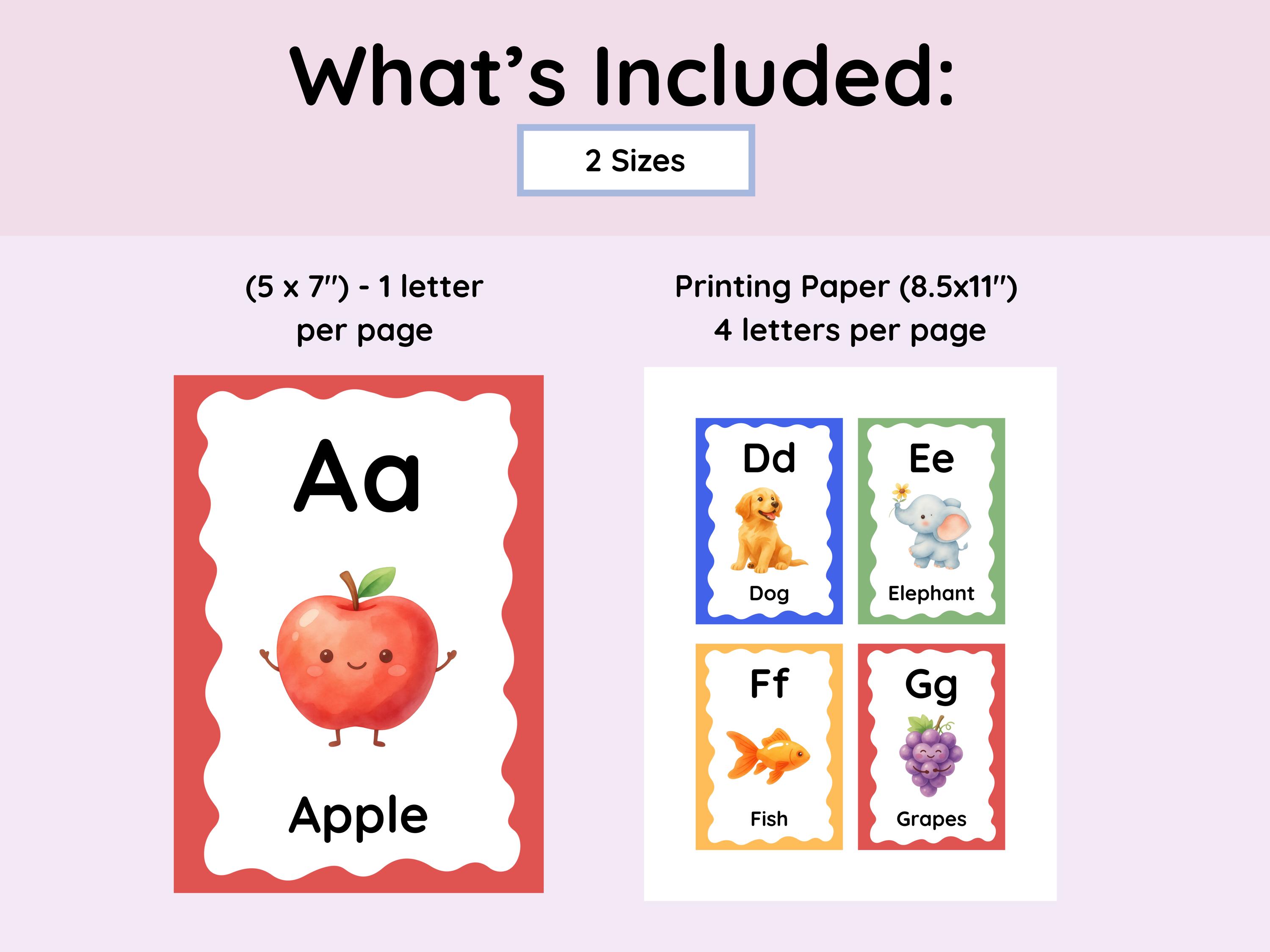 Printable ABC Flashcards for Kids, Alphabet Learning Cards With ...