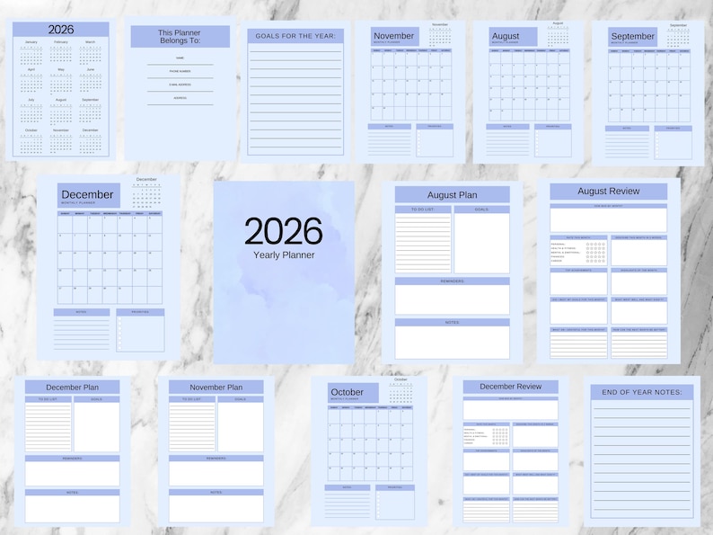 2026 Planner Page Bundle, Productivity Planner Template Editable in ...