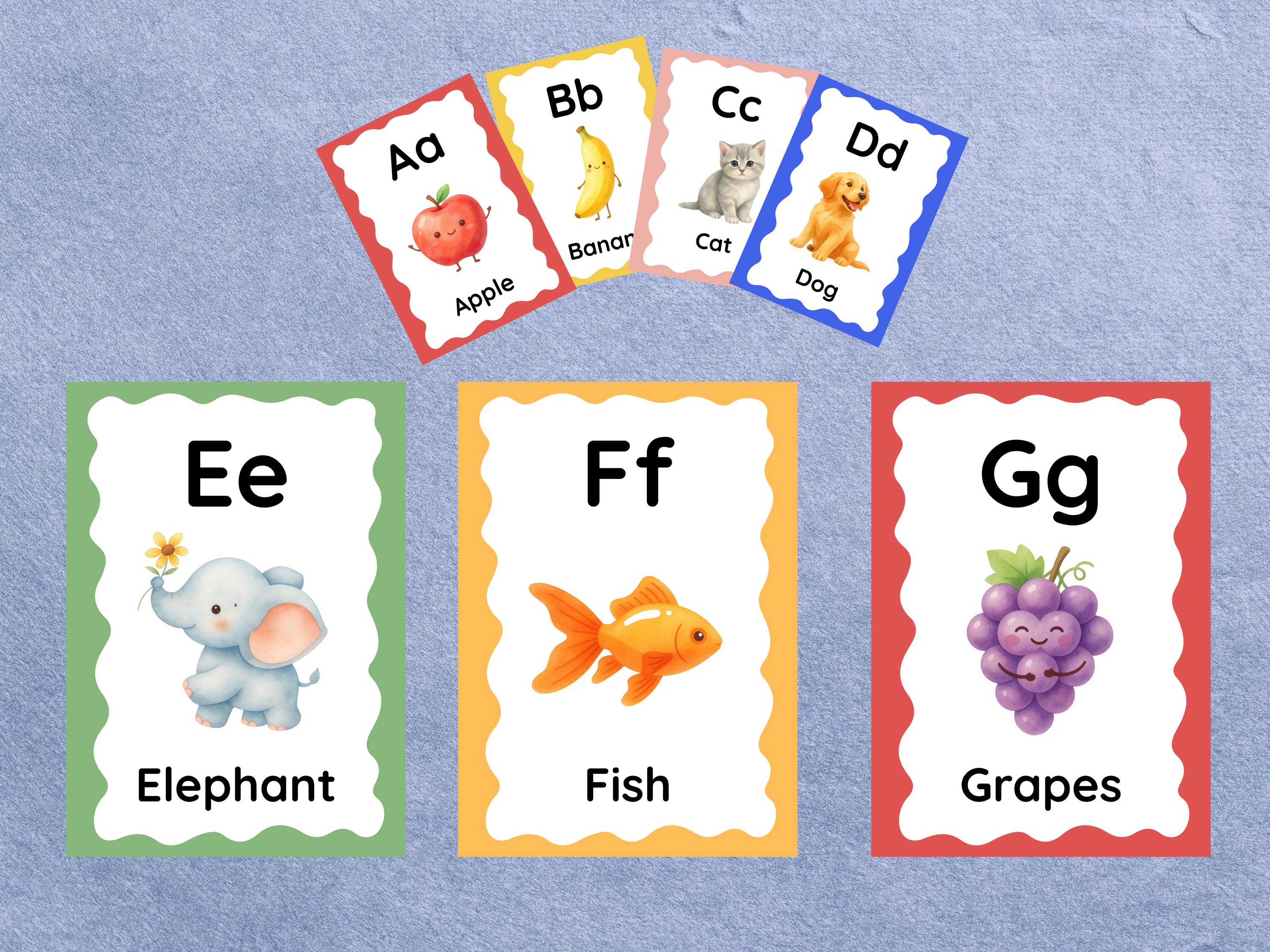 Printable ABC Flashcards for Kids, Alphabet Learning Cards With ...