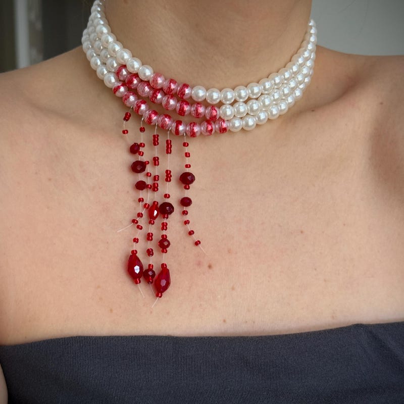 Blood Pearl Necklace - Etsy