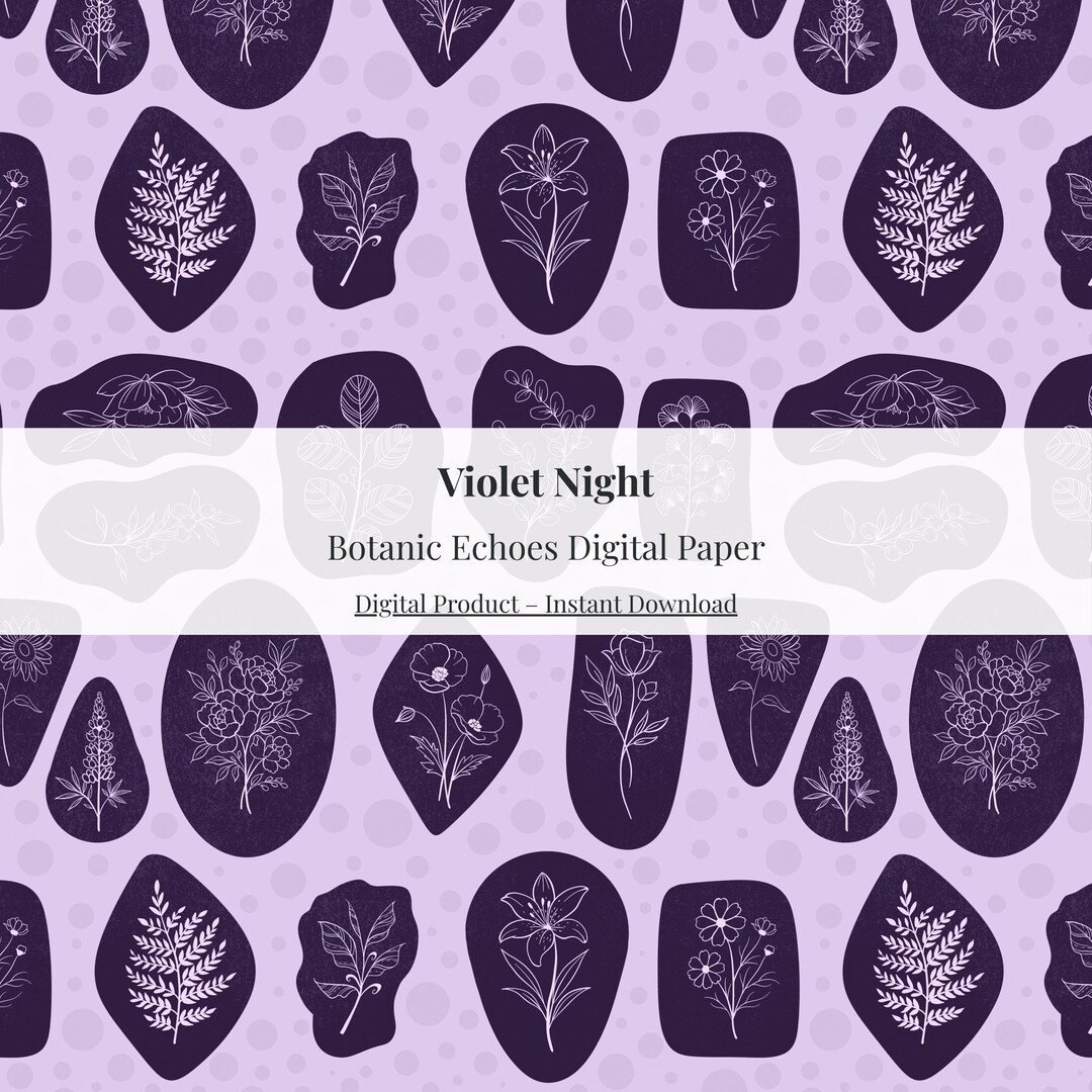 Botanic Echoes Violet Night Vintage Botanical Seamless Pattern for ...