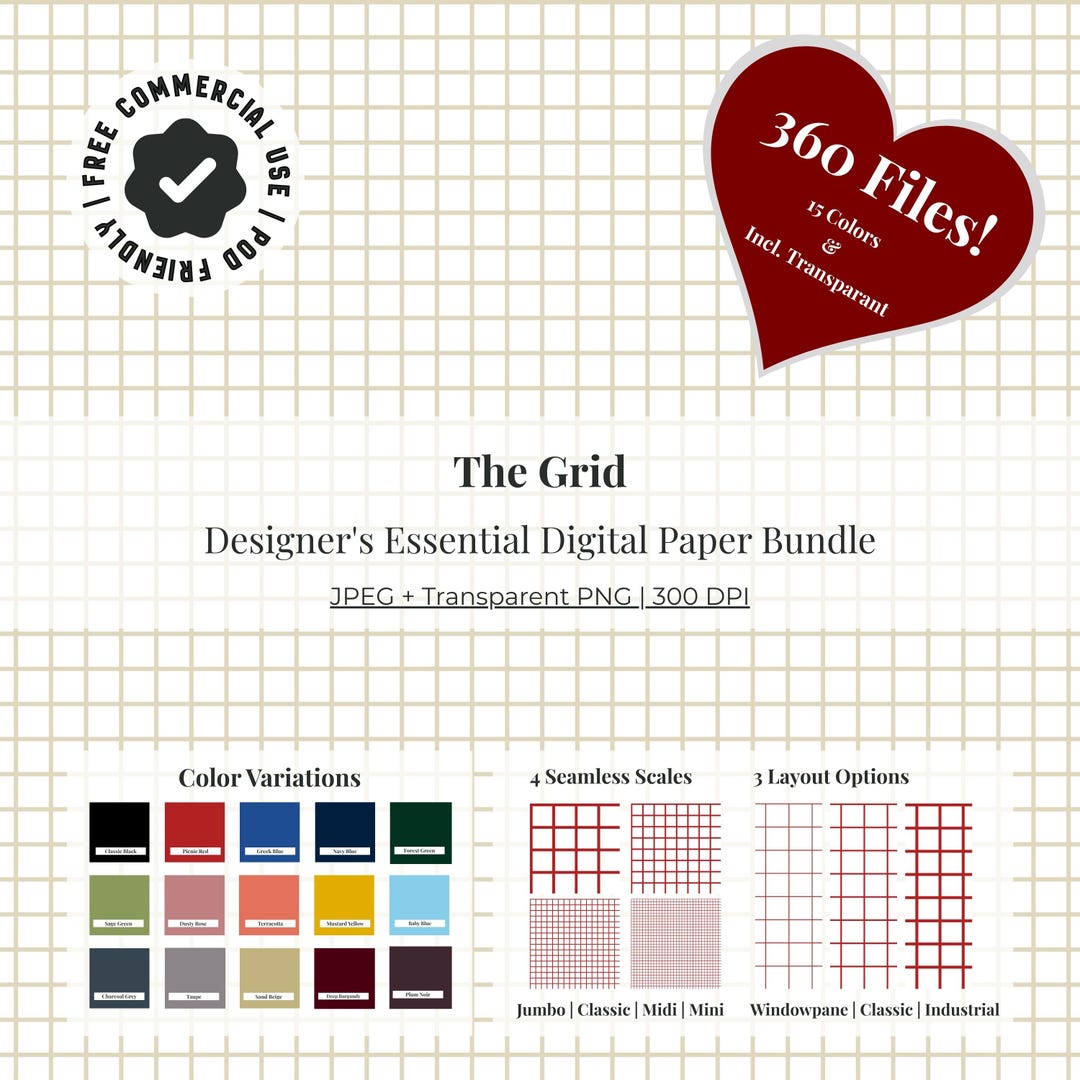Professional Grid Seamless Pattern Bundle Windowpane Digital Paper ...