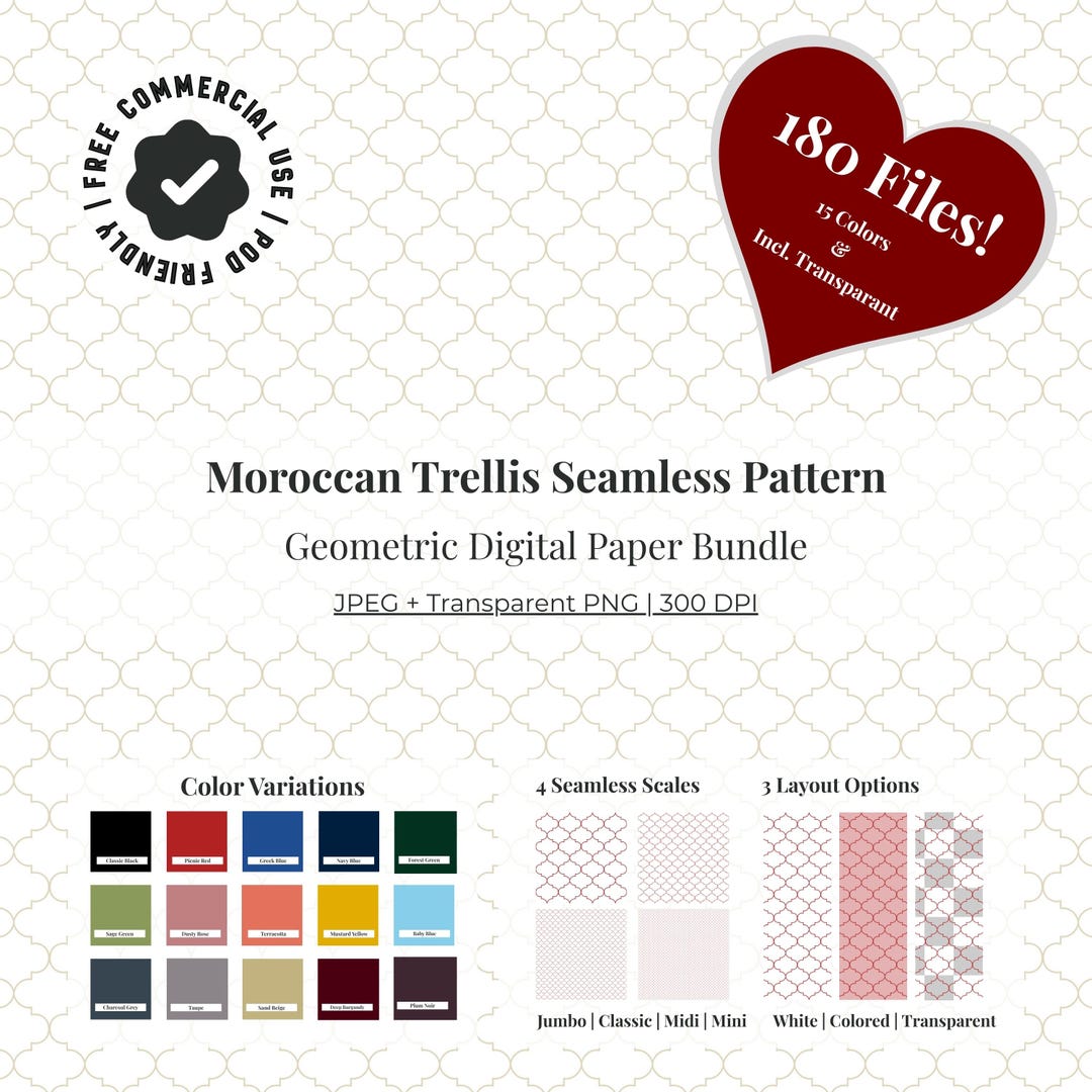 Moroccan Trellis Pattern Set: Professional Geometric Lattice Designs - Etsy
