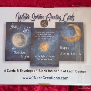 Winter Solstice Holiday Greeting Cards Notecards Blank Inside Set of 6 ...