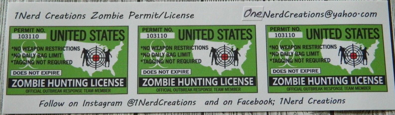 Zombie Hunting License Permit Car Decal Sticker Walker Hunter - Etsy