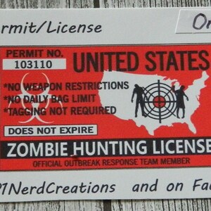 Zombie Hunting License Permit Car Decal Sticker Walker Hunter USA Vinyl ...
