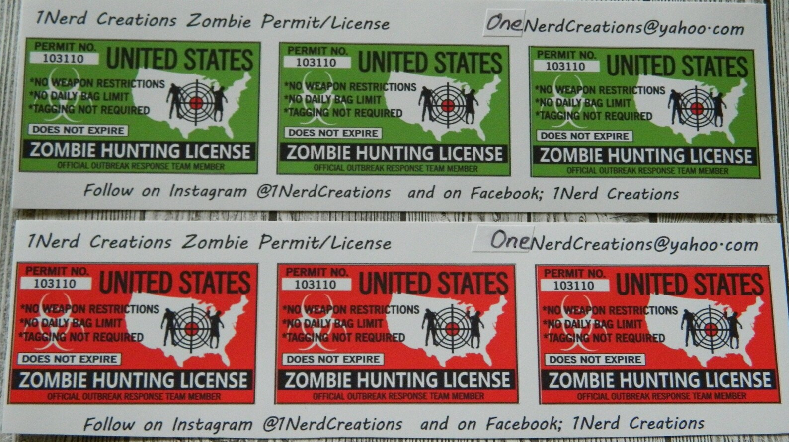 Zombie Hunting License Permit Car Decal Sticker Walker Hunter - Etsy