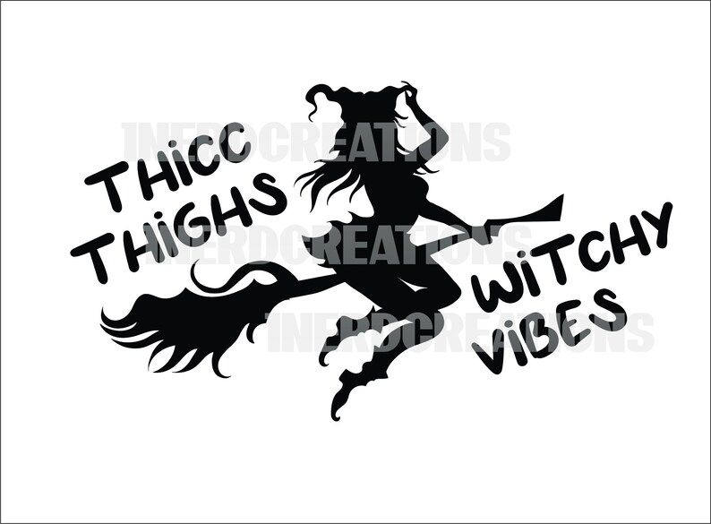 Thicc Thighs Witchy Vibes Car Decal Window Bumper Sticker Wicca Witch ...