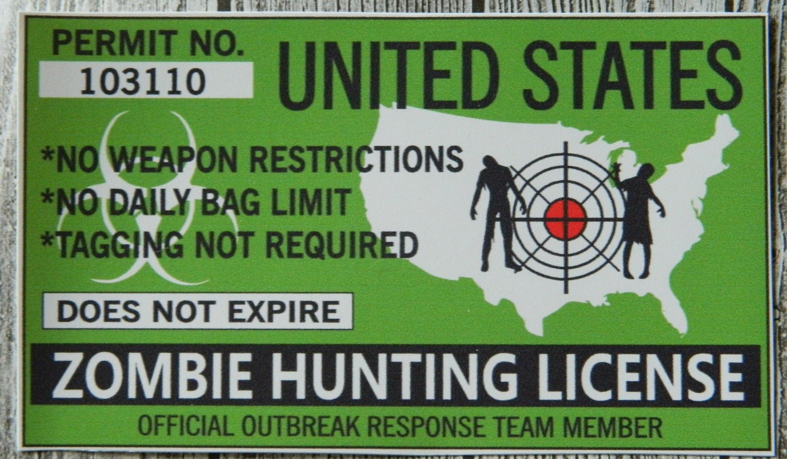 Zombie Hunting License Permit Car Decal Sticker Walker Hunter - Etsy