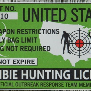 Zombie Hunting License Permit Car Decal Sticker Walker Hunter USA Vinyl ...