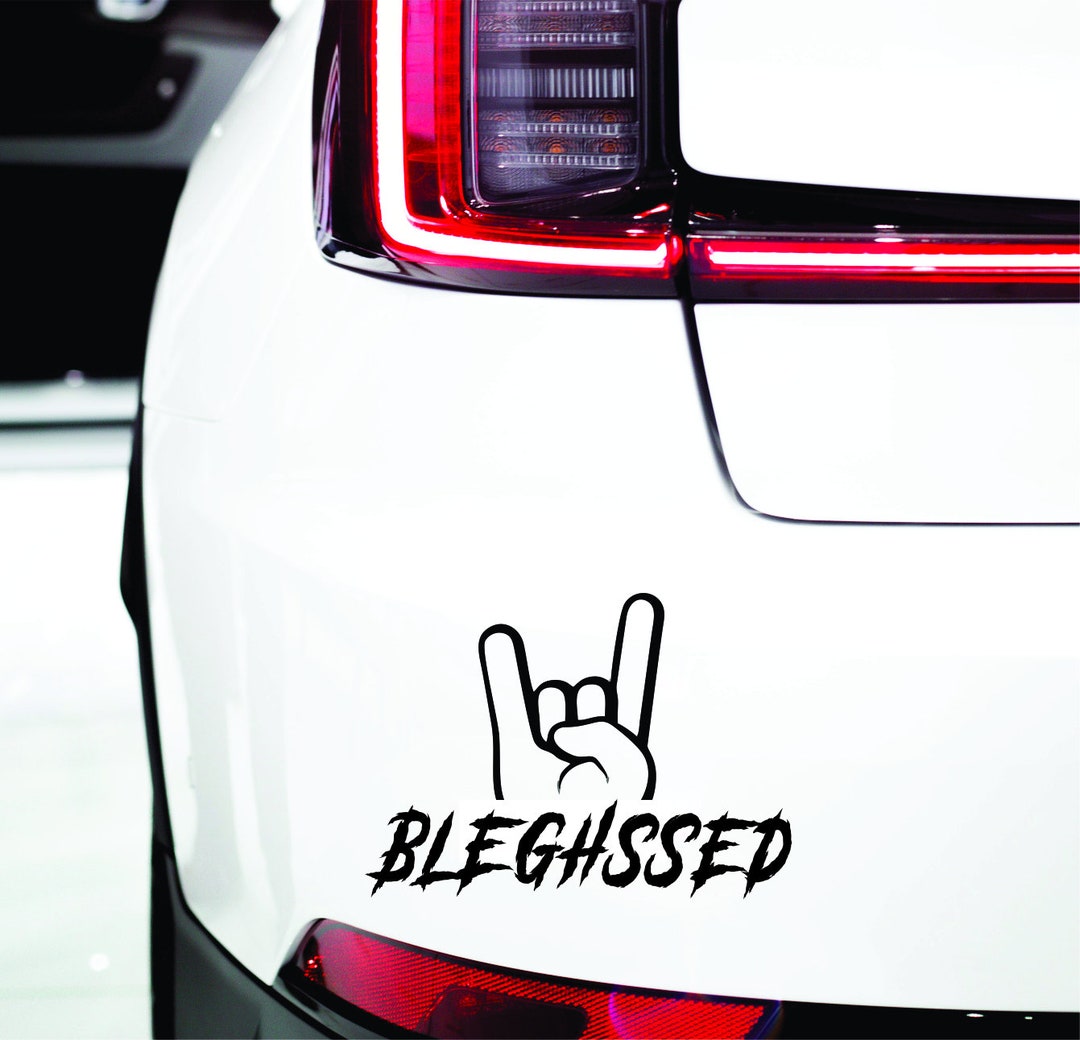 BLEGHSSED Metalcore Car Decal Devil Horns Hand Sign Funny Window Bumper ...