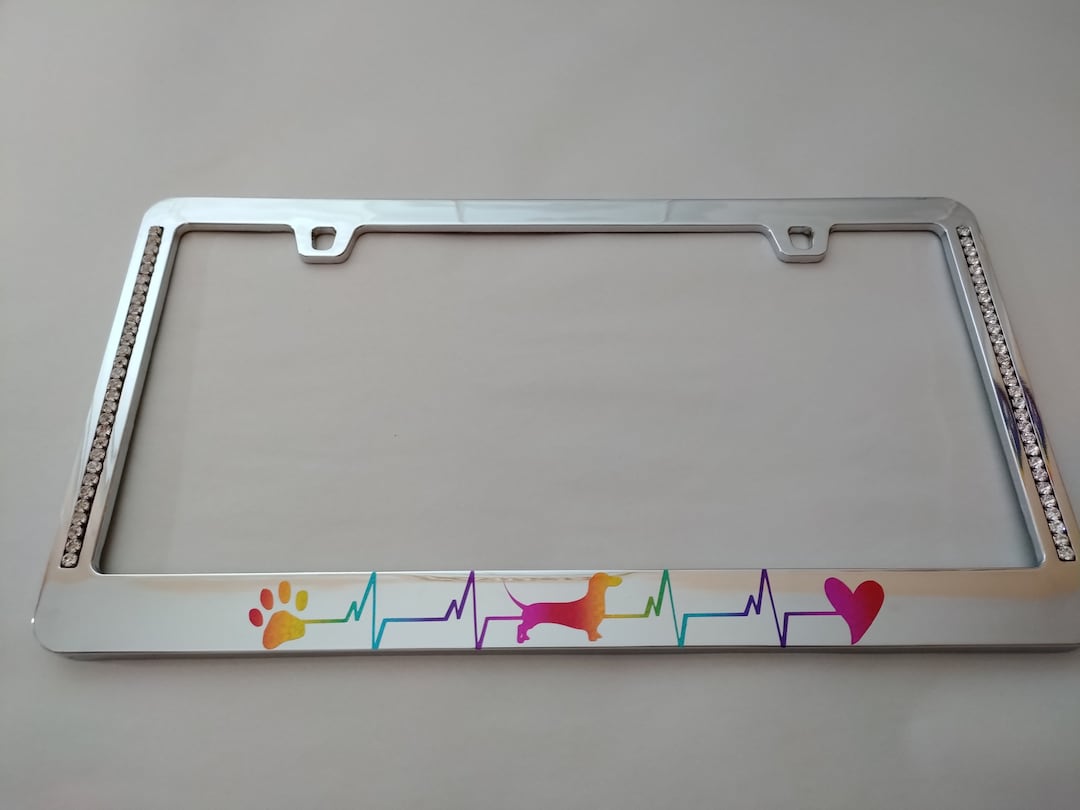 Lifeline Dachshund Metal License Plate Frame Heart Beat Line Sausage ...