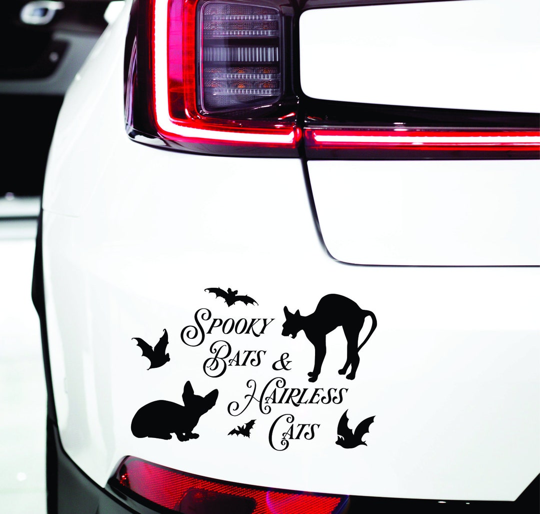 Spooky Bats & Hairless Cats Car Decal Window Bumper Sticker Wicca ...