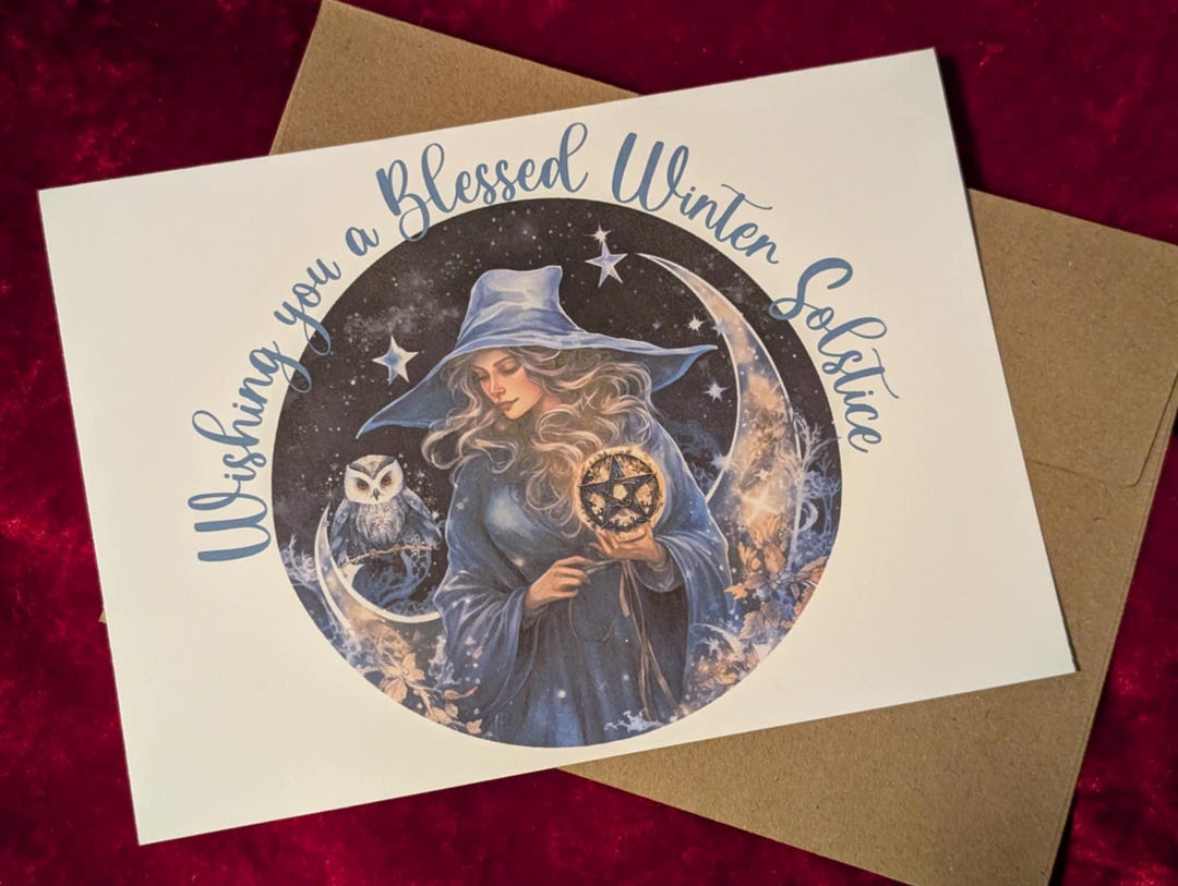 Blessed Winter Solstice Yule Holiday Greeting Card Wicca Pagan Snow ...