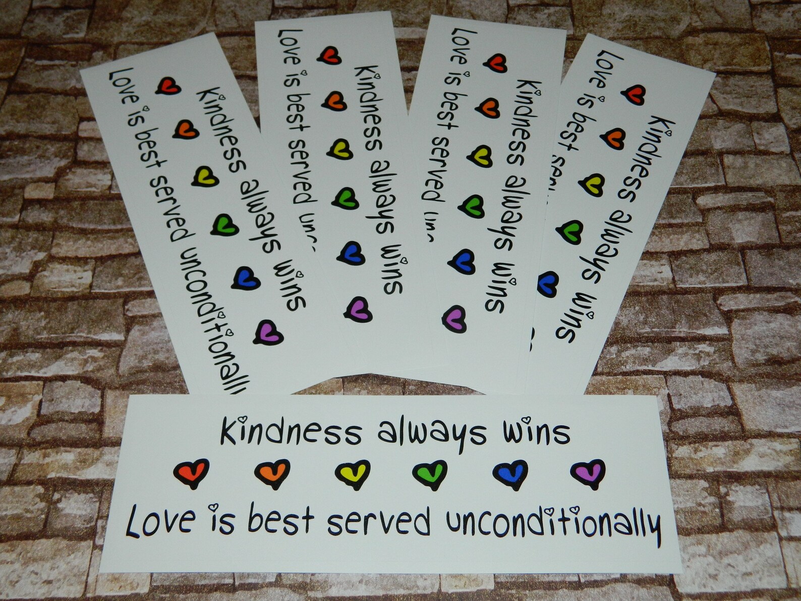 Kindness Always Wins Rainbow Hearts Magnetic Bumper Sticker Vinyl ...