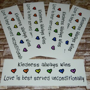 Kindness Always Wins Rainbow Hearts Magnetic Bumper Sticker Vinyl ...