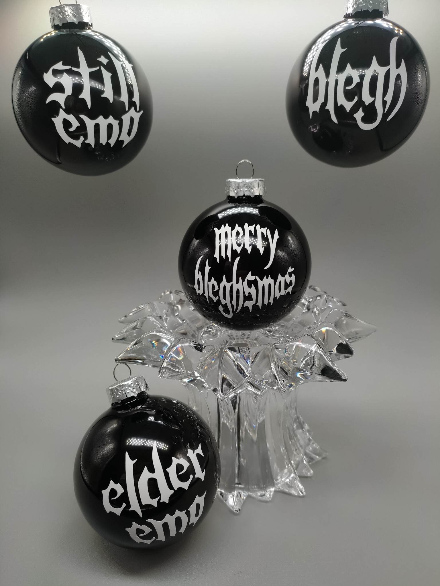 BLEGH Emo Holiday Ornament Metal Scream Black and White Christmas ...