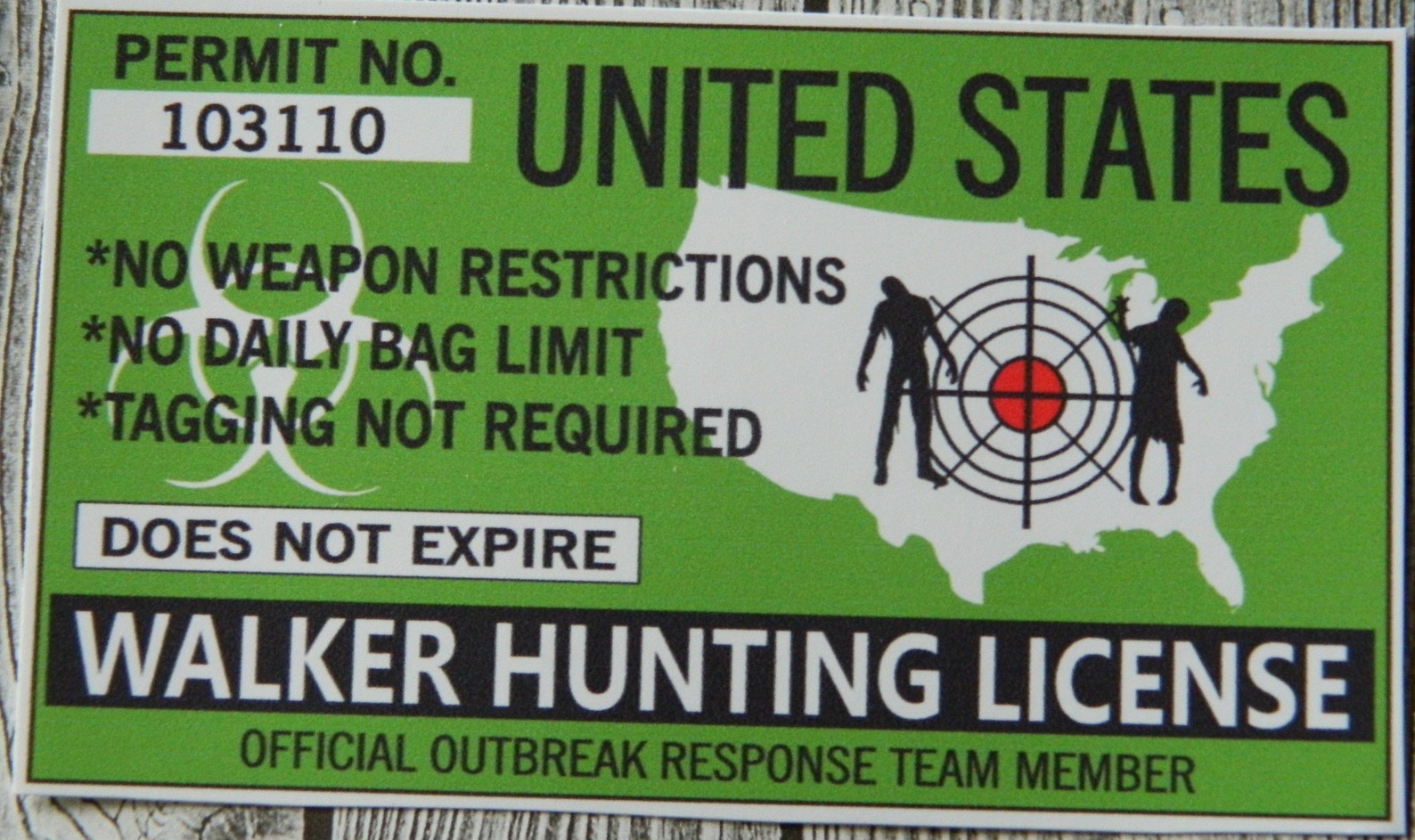Zombie Hunting License Permit Car Decal Sticker Walker Hunter - Etsy