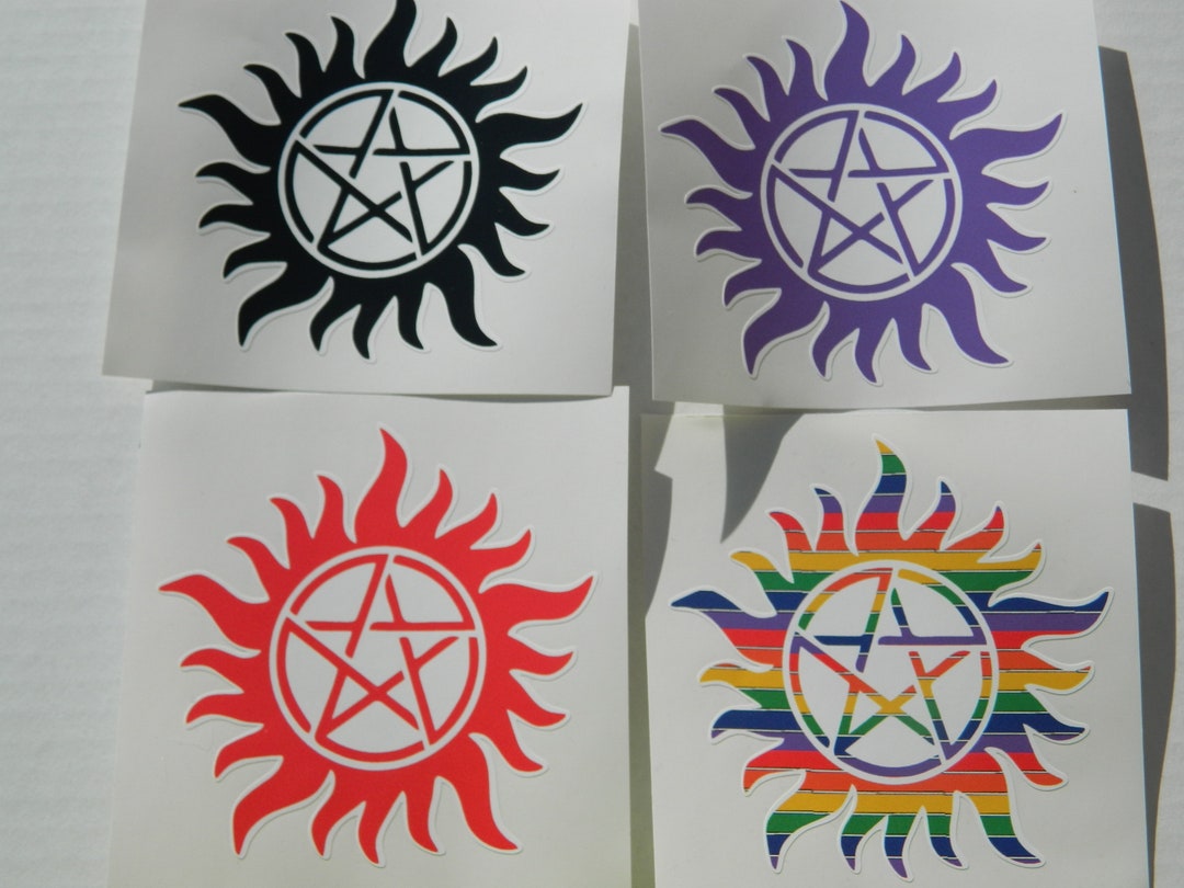 Pentacle Flames Large Vinyl Decal Pentagram Set/4 Red Black Purple ...