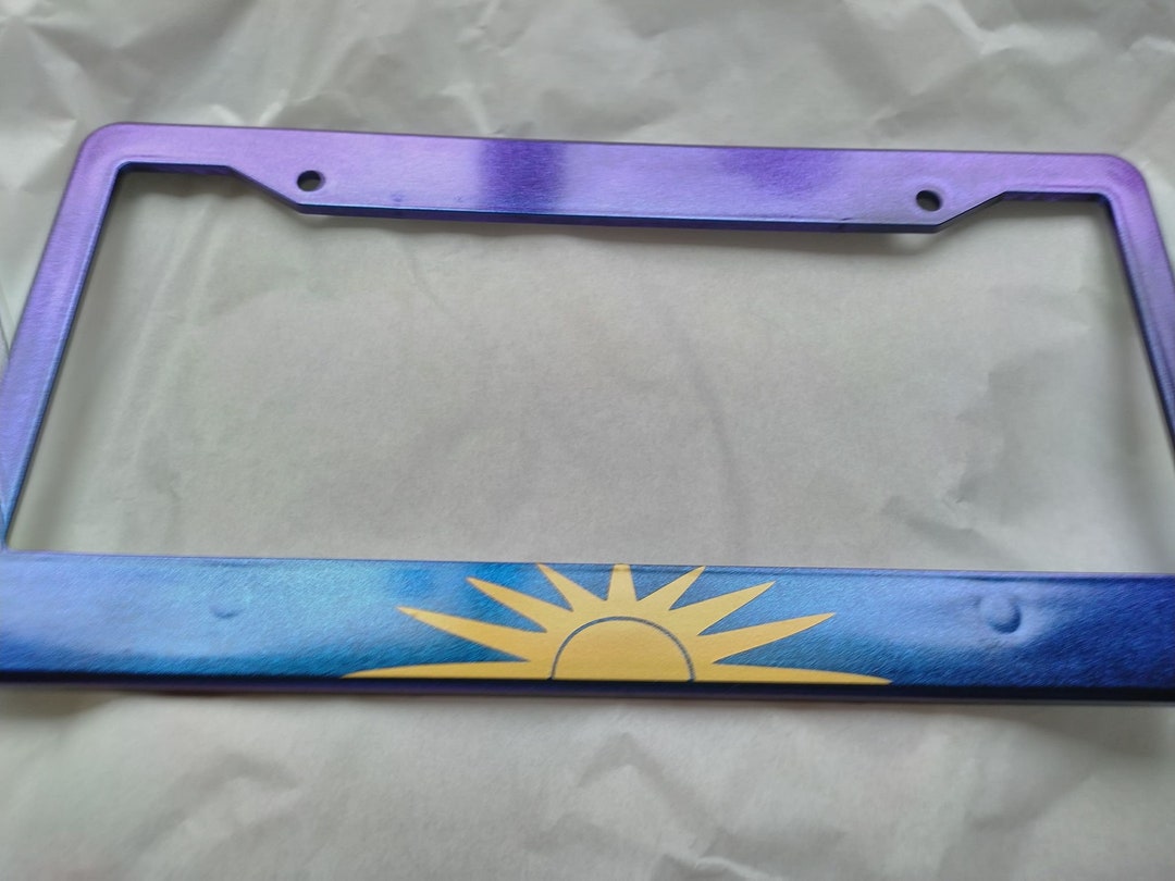 Sunrise Sun License Plate Frame Color Changing Purple Blue Galaxy Gold ...
