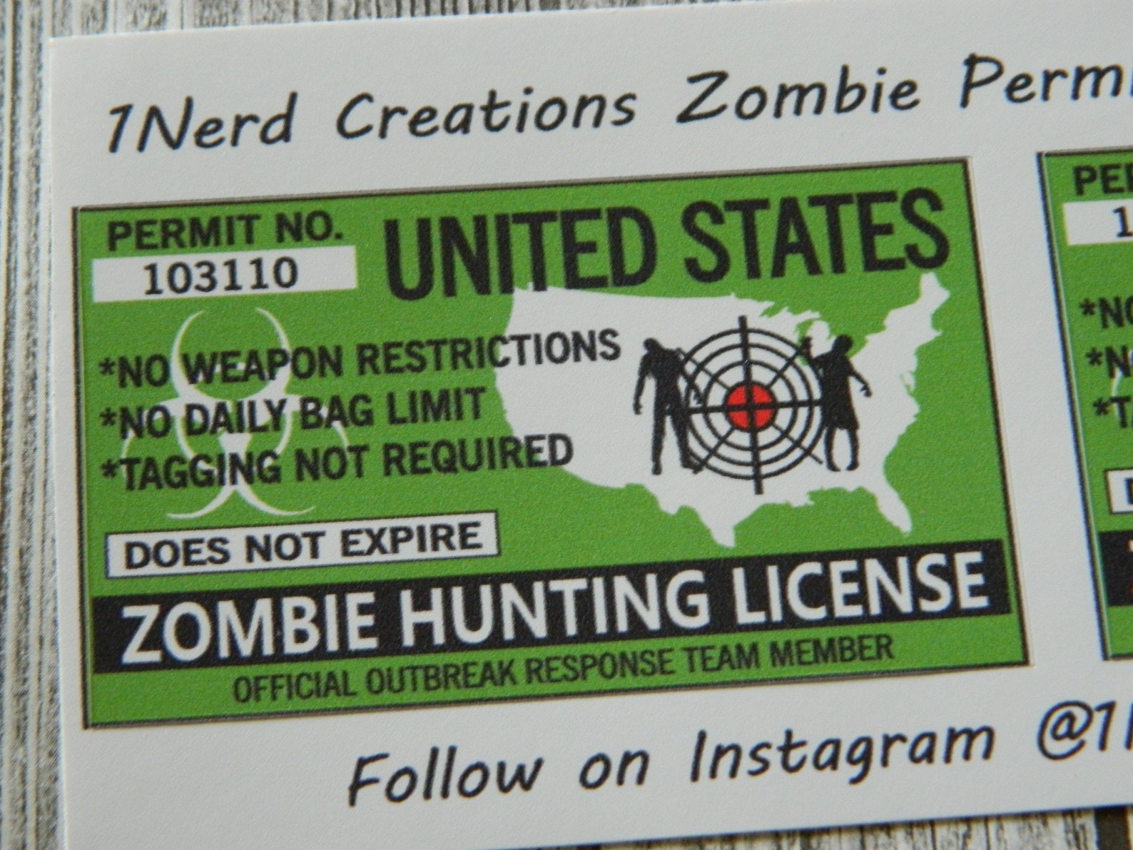 Zombie Hunting License Permit Car Decal Sticker Walker Hunter - Etsy