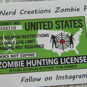 Zombie Hunting License Permit Car Decal Sticker Walker Hunter USA Vinyl ...