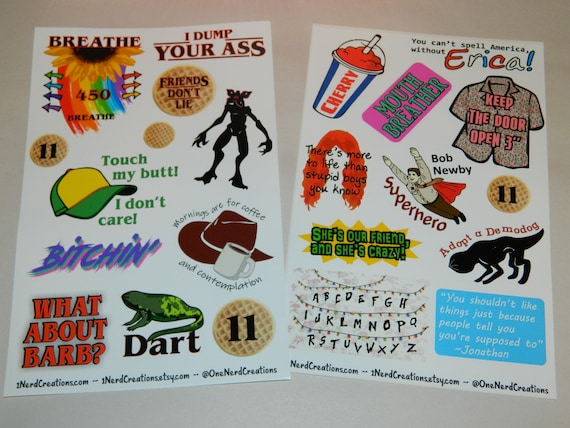 Stranger Things Stickers 2 Sheets Vinyl Die Cut Full Color - Etsy