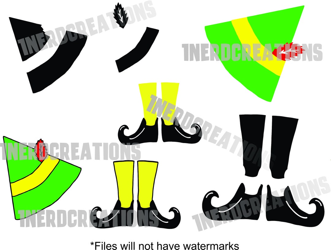 Elf Cartoon Hat Legs Shoes Clipart Black White Color Original Designs ...