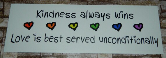Kindness Always Wins Rainbow Hearts Magnetic Bumper Sticker | Etsy