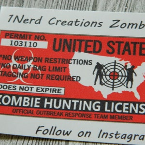 Zombie Hunting License Permit Car Decal Sticker Walker Hunter USA Vinyl ...